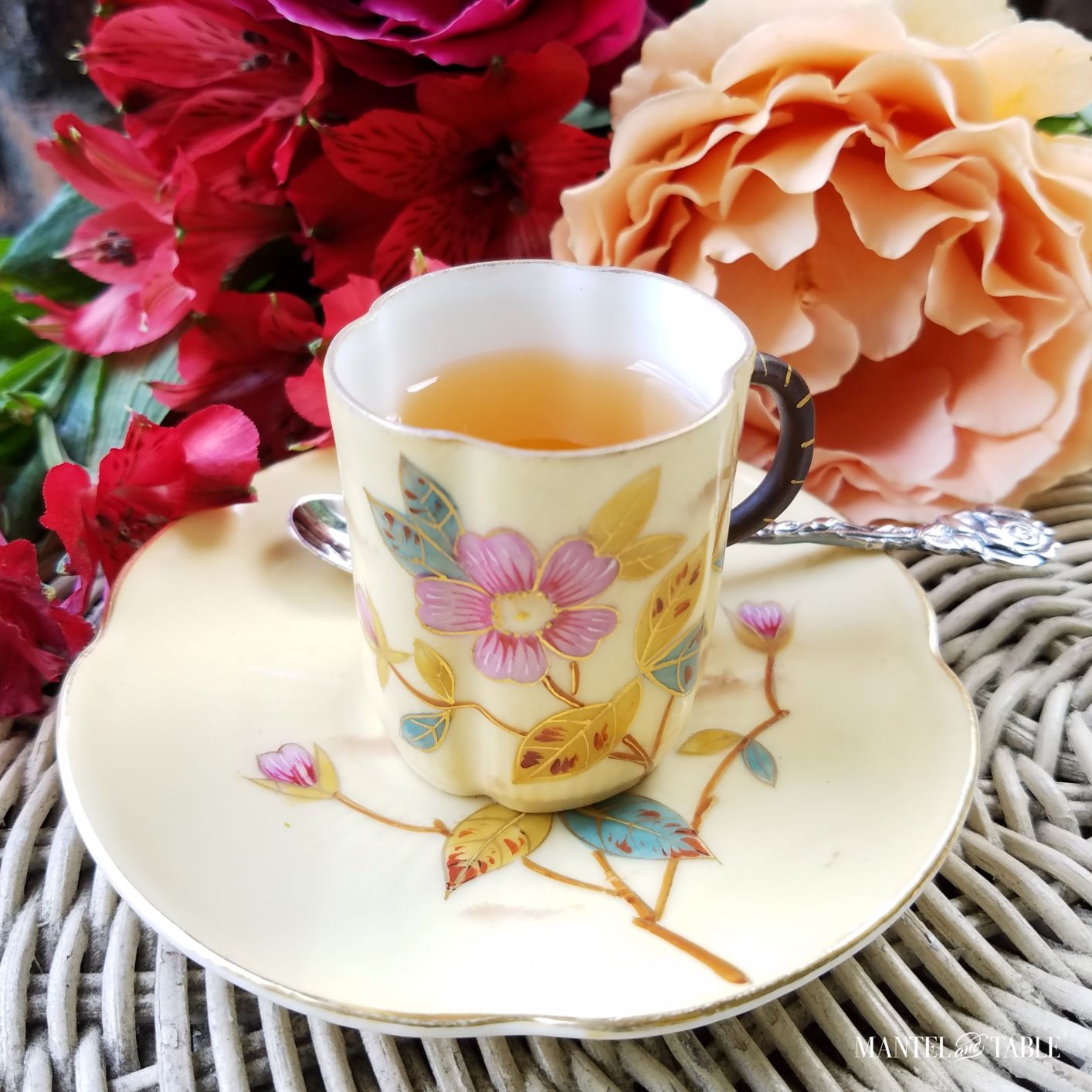 A Darling Teacup with Beautiful Baby Blue Bows - Mantel and Table