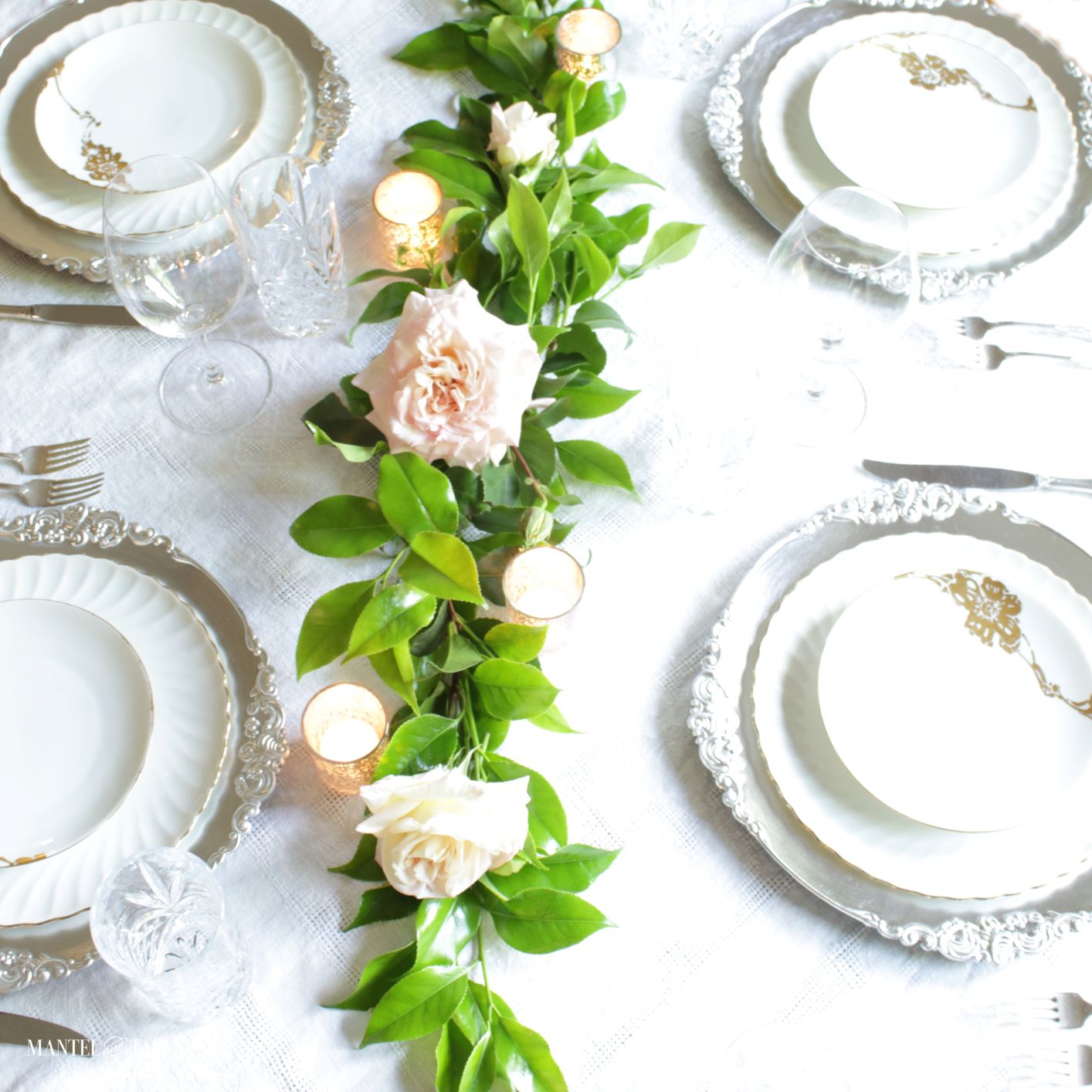 Tips To Create A Romantic White Table Setting - Mantel and Table