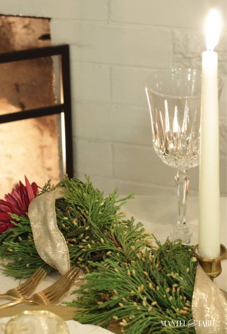 Tablescape For Two ~ How To Make it Cozy at Christmas - Mantel and Table