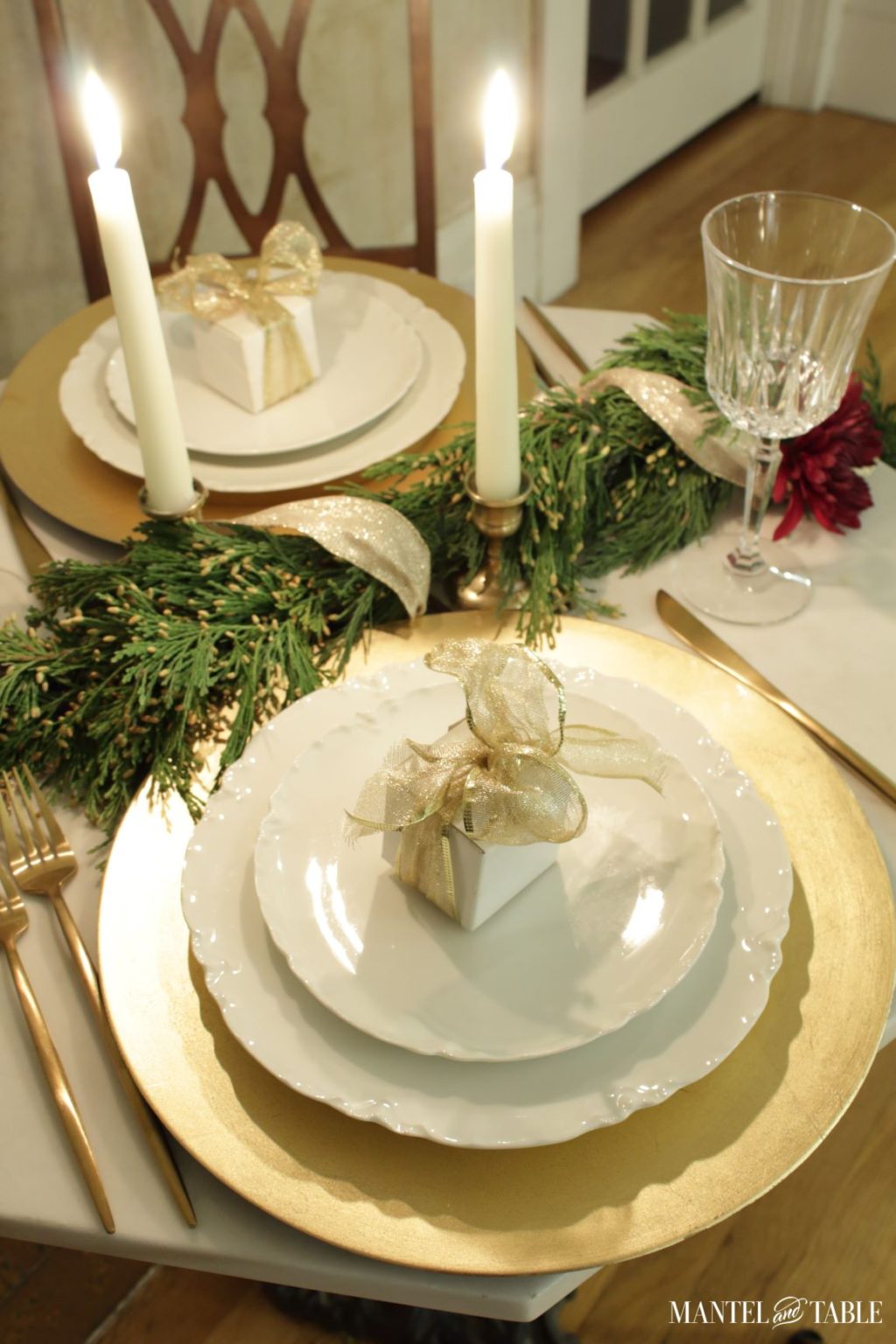 Tablescape For Two ~ How To Make it Cozy at Christmas - Mantel and Table