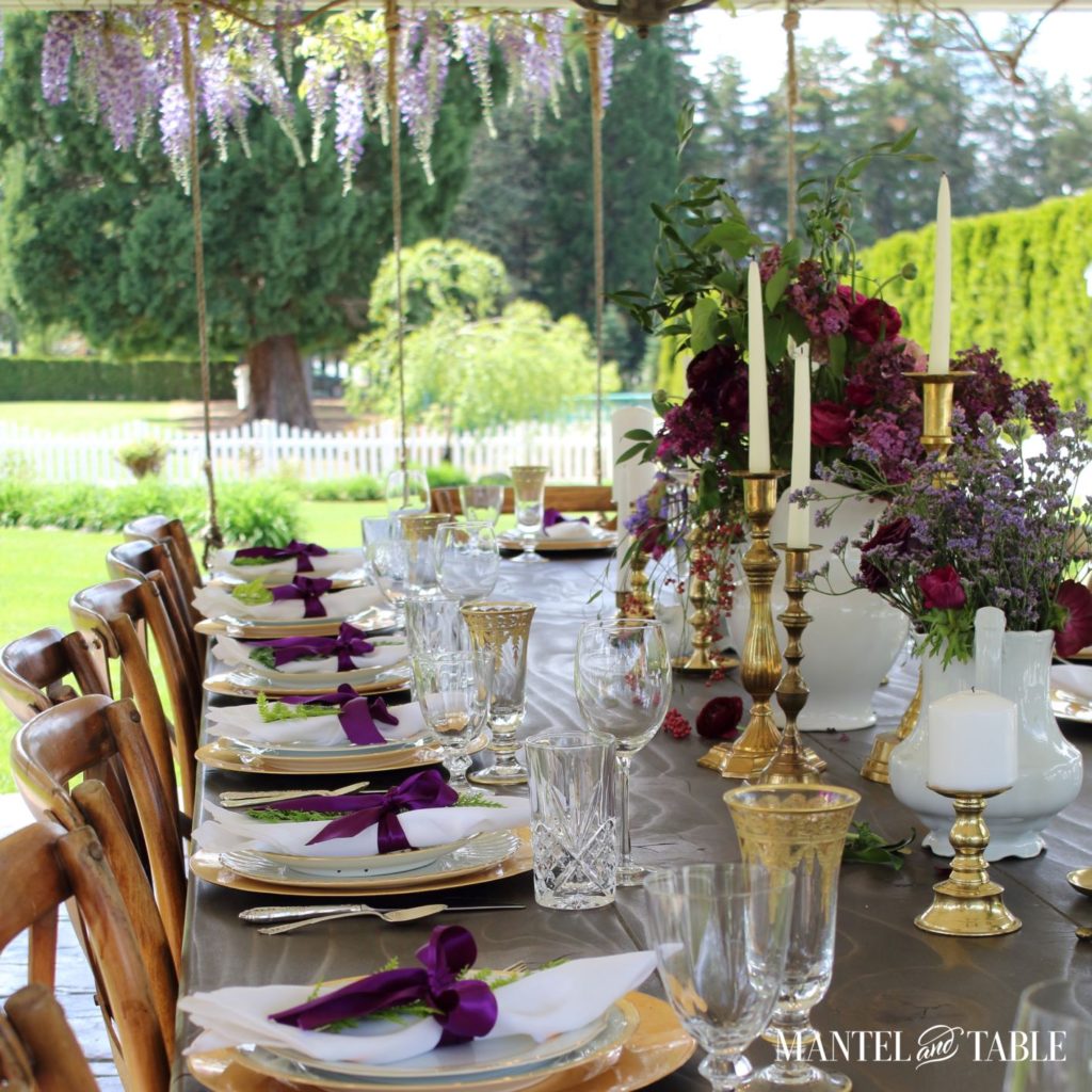 A Beautiful Outdoor Table Setting in the Colors of Royalty - Mantel and ...