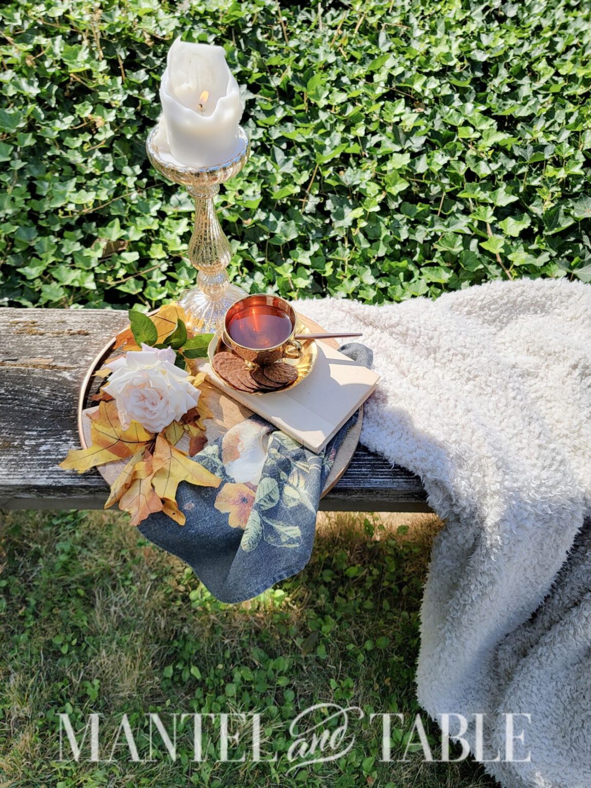How to Create a Beautiful Cozy Fall Tea Tray - Mantel and Table