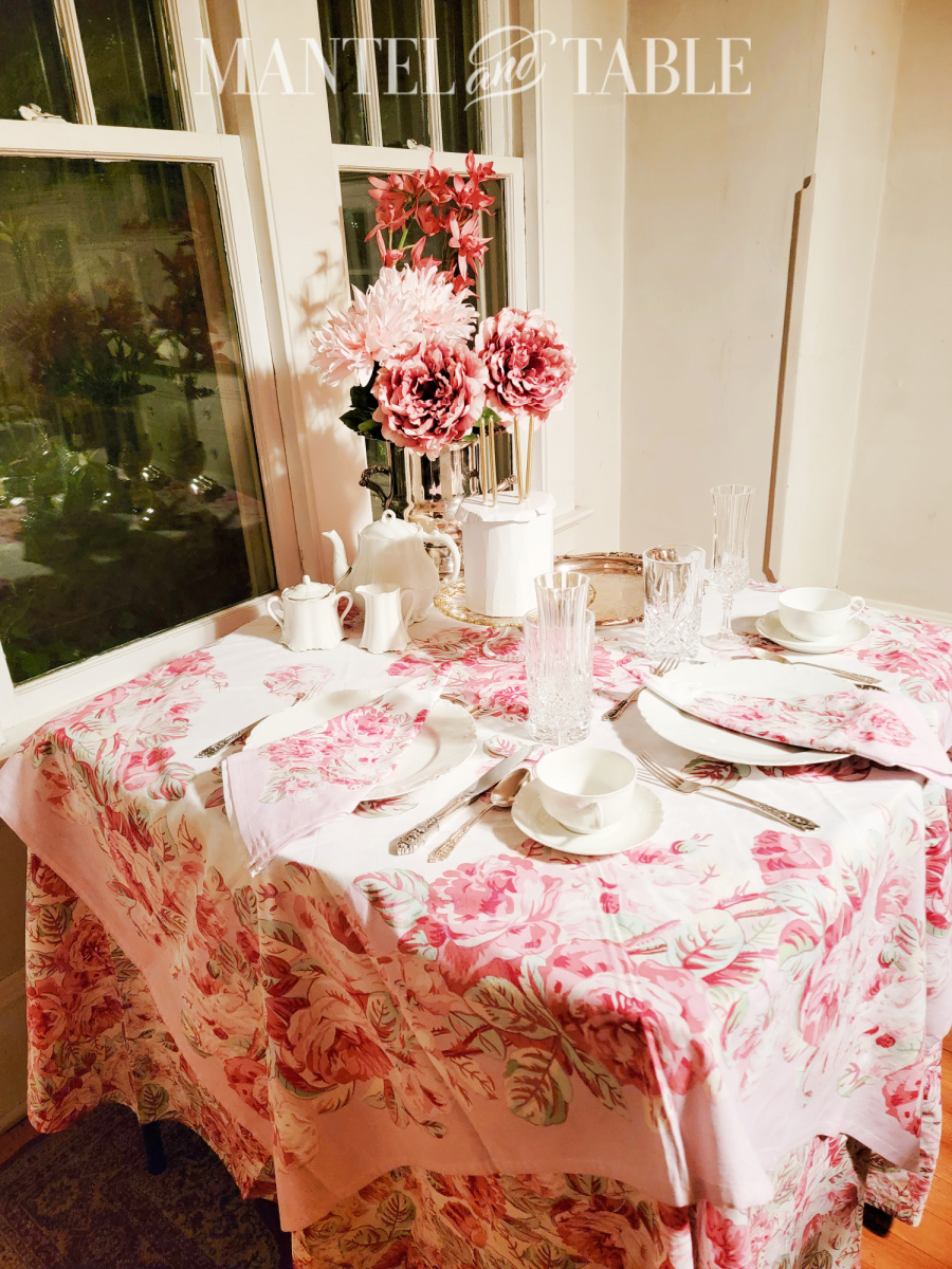How my table got ready for the table decorating contest - Mantel and Table