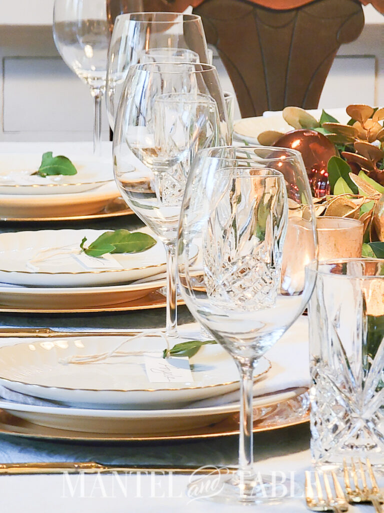 Gold and white table setting - a beautiful party sneak peek - Mantel ...
