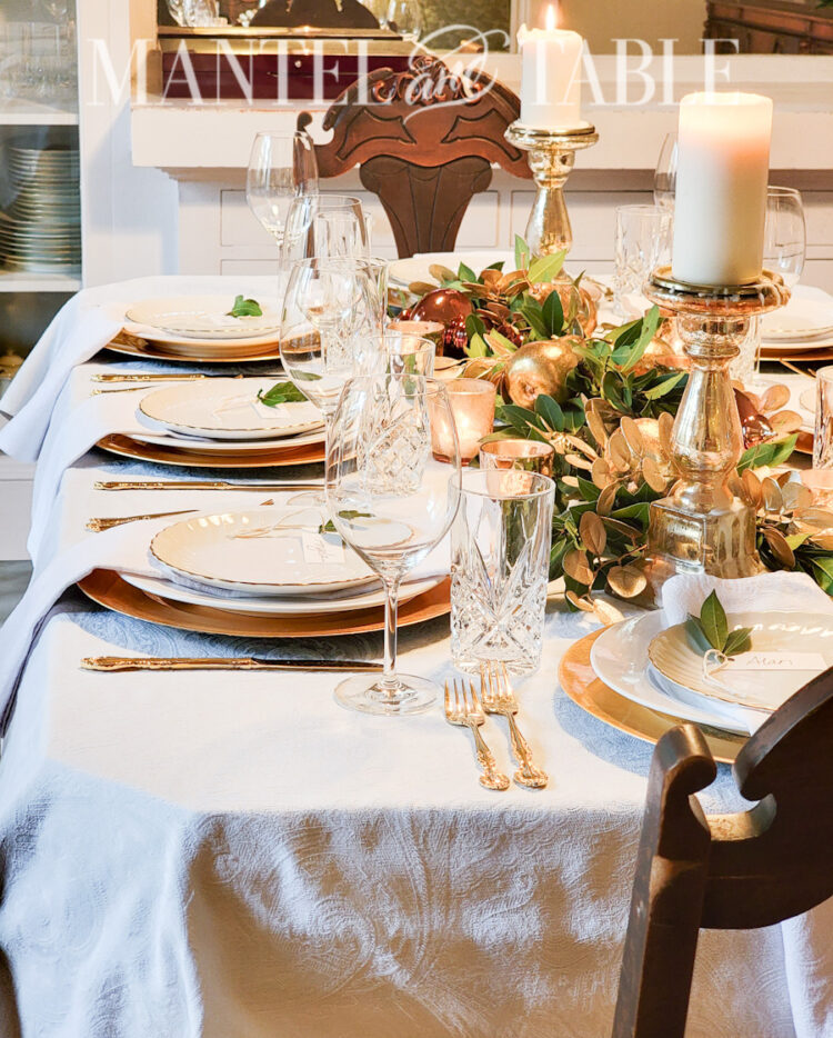 Gold and white table setting - a beautiful party sneak peek - Mantel ...