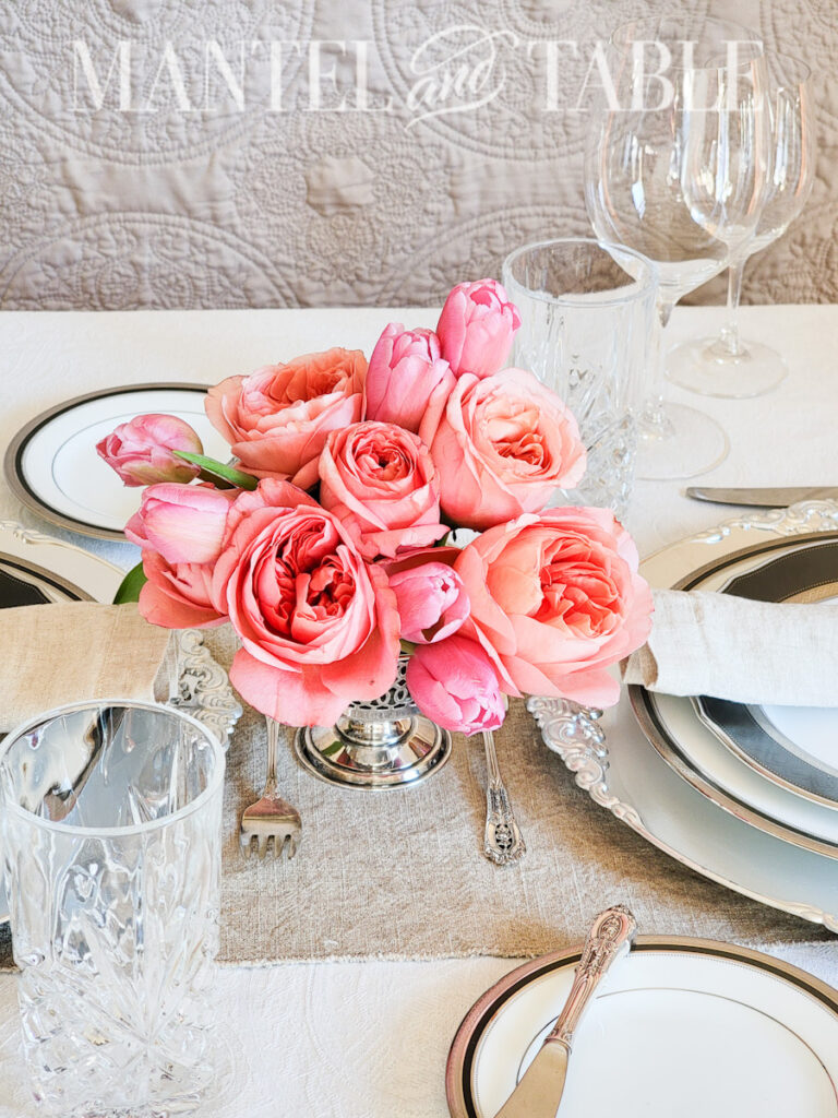 Easy Elegant Beauty in a Neutral Pink Tablescape - Mantel and Table