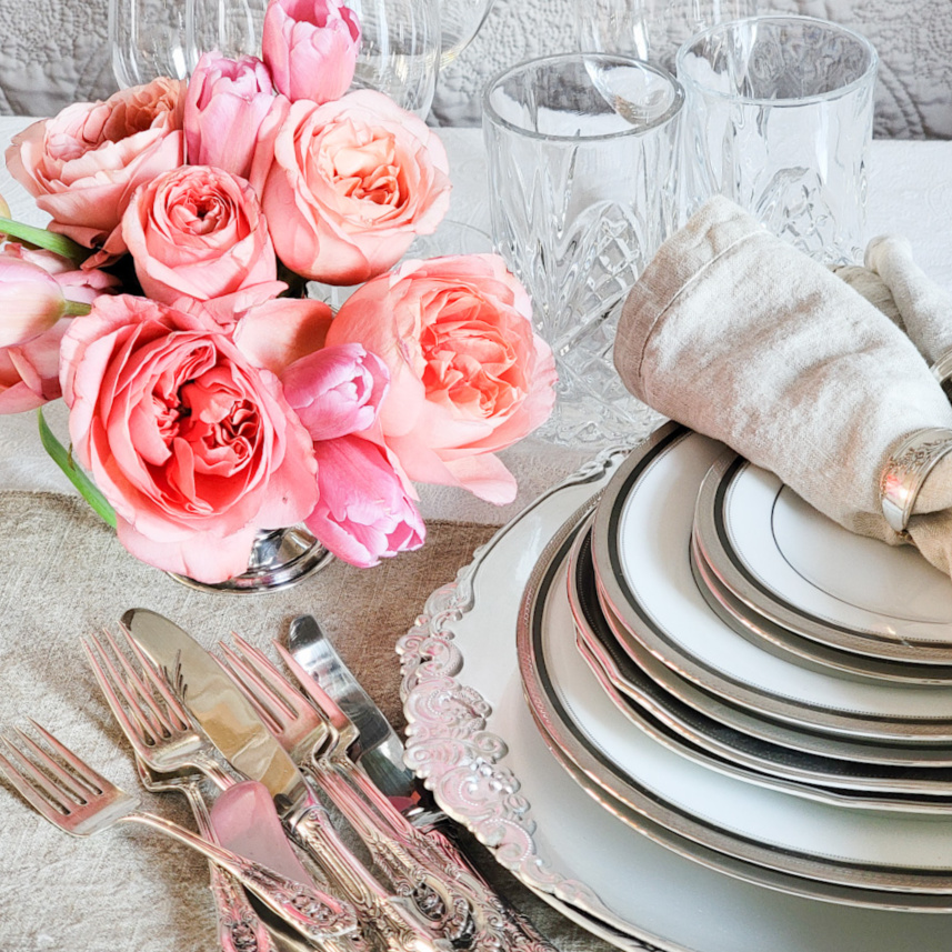 Easy Elegant Beauty in a Neutral Pink Tablescape - Mantel and Table