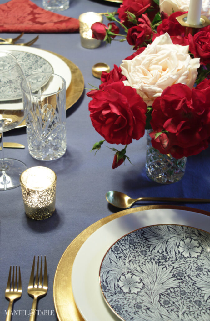A Simple and Elegant Red White and Blue Table Setting - Mantel and Table