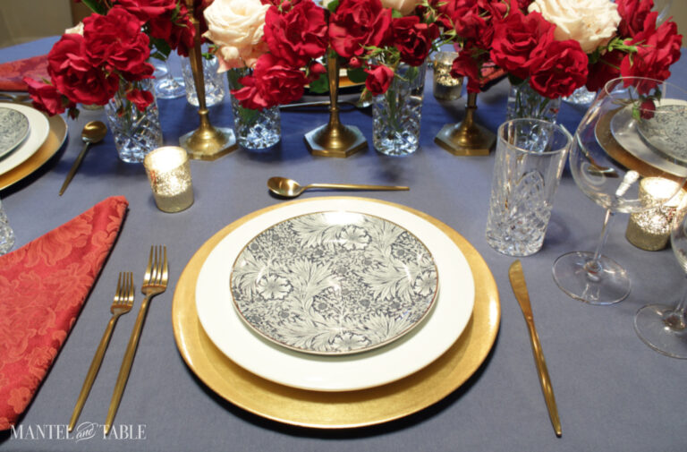 A Simple and Elegant Red White and Blue Table Setting - Mantel and Table