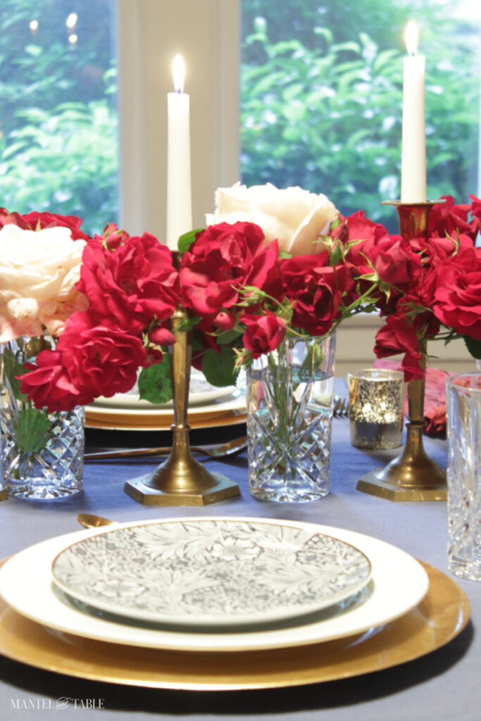 A Simple and Elegant Red White and Blue Table Setting - Mantel and Table