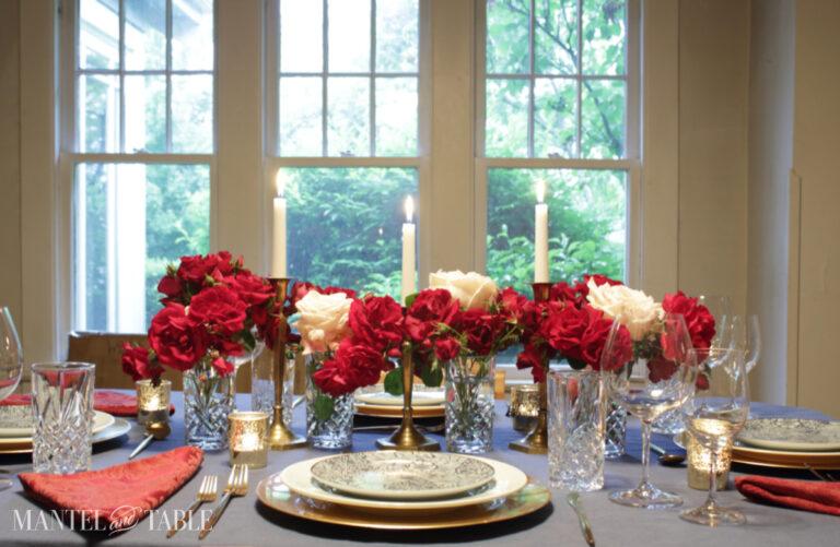 A Simple and Elegant Red White and Blue Table Setting - Mantel and Table